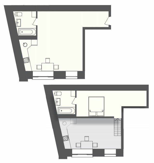 Двухуровневая планировка 63.63 м² в ЖК Дом на Озерянской, Харьков ...